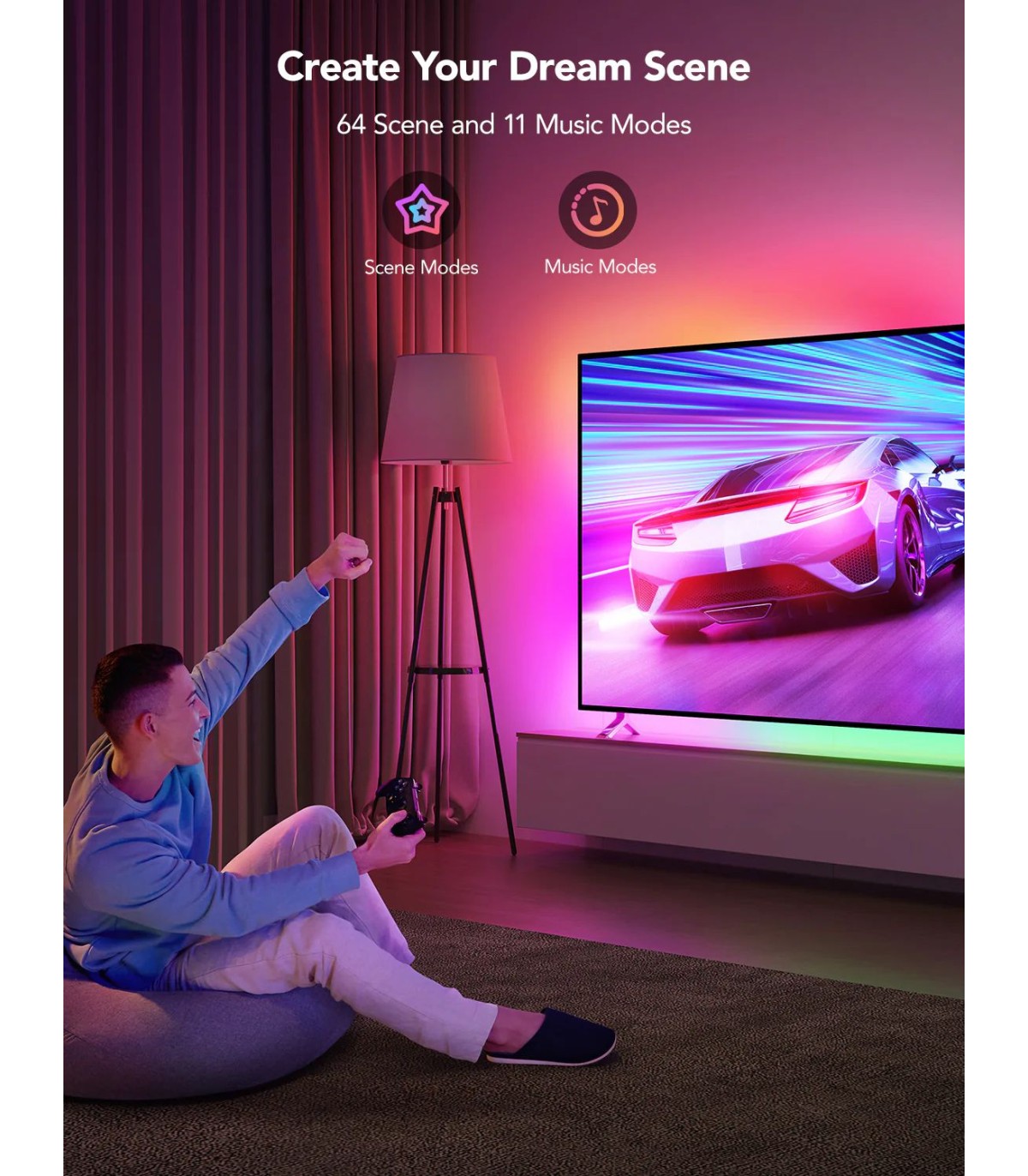 نور پشت تلوزیون گووی |Govee RGBIC Neon TV Backlight